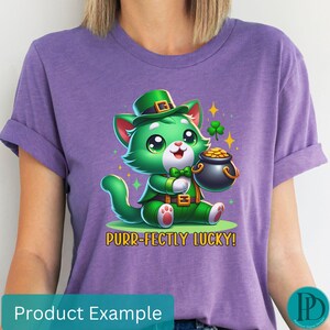 Funny Purr-fectly Lucky St. Patrick’s Day Kawaii Cat PNG, Festive Irish ...