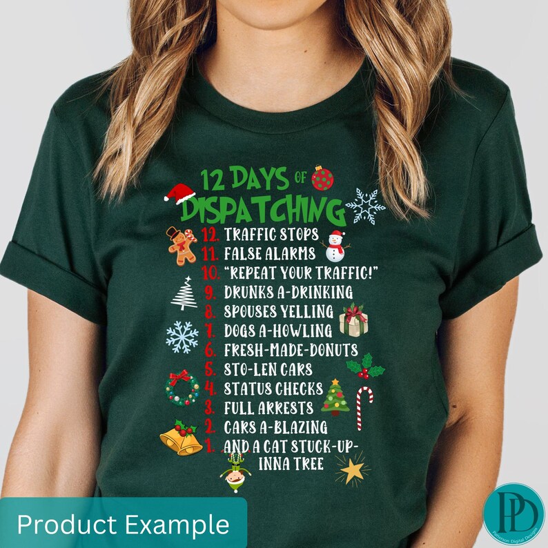 Funny 911 Dispatcher 12 Days of Christmas PNG Thin Gold Line Dispatcher ...