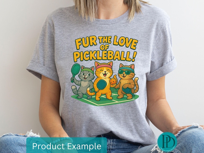 Fur the Love of Pickleball PNG, Funny Cats Playing Pickleball ...