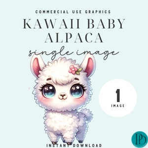 Adorable Kawaii Baby Alpaca Clipart Graphic Single Image Commercial Use ...
