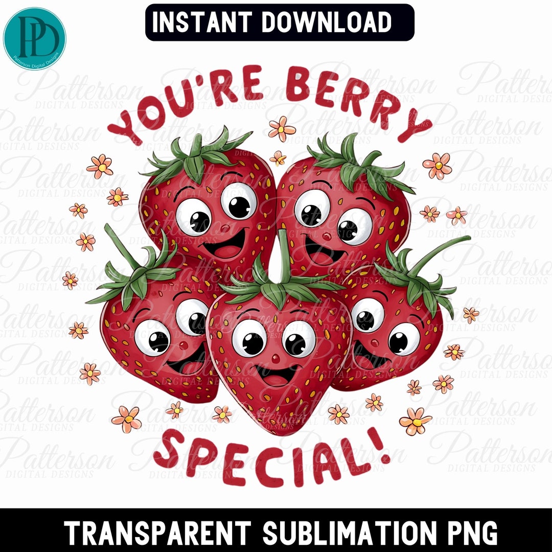 You're Berry Special! Cute Strawberry Friends Clipart Punny Graphic for ...