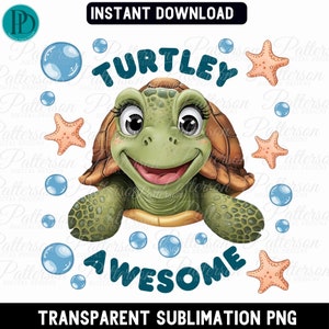Turtley Awesome Clipart - Cute Kawaii Turtle With Bubbles and Starfish ...