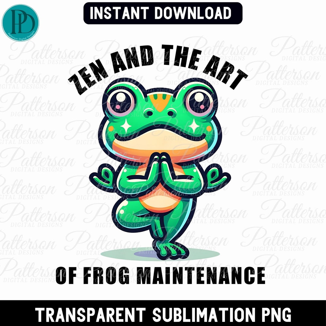 Zen Frog Clipart Meditating Frog Sublimation PNG Yoga Frog Graphic Cute ...