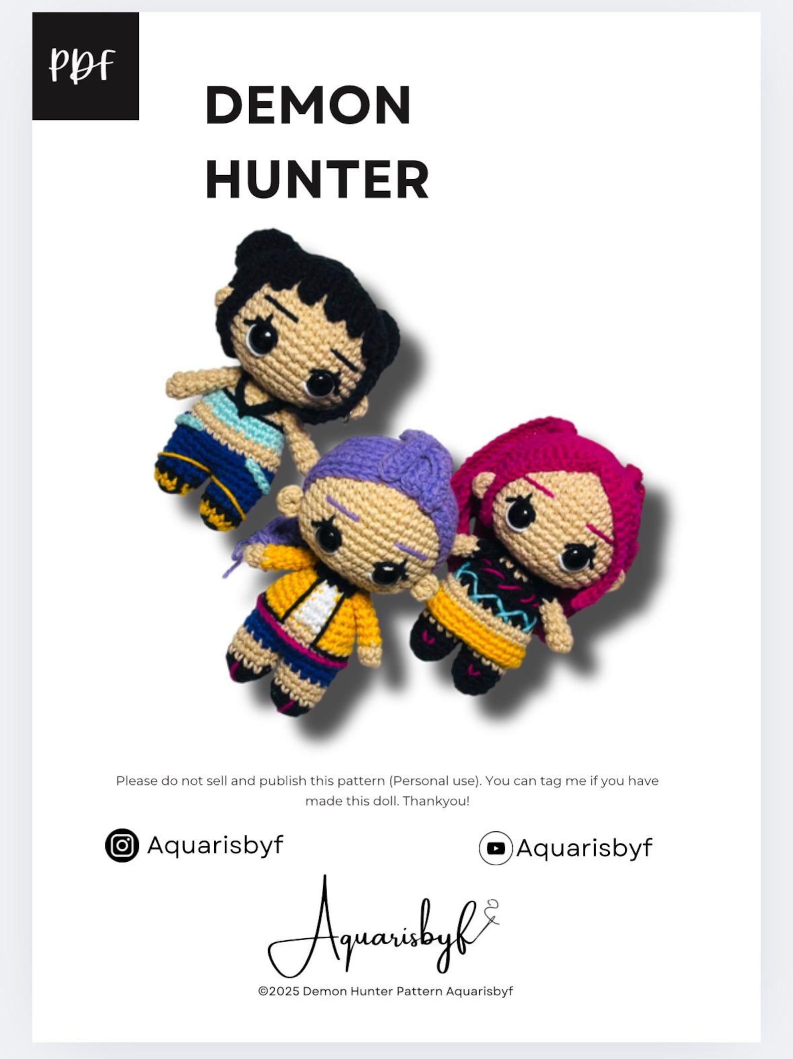 Demon Hunter Pattern Crochet (get 3 Pattern) - Etsy
