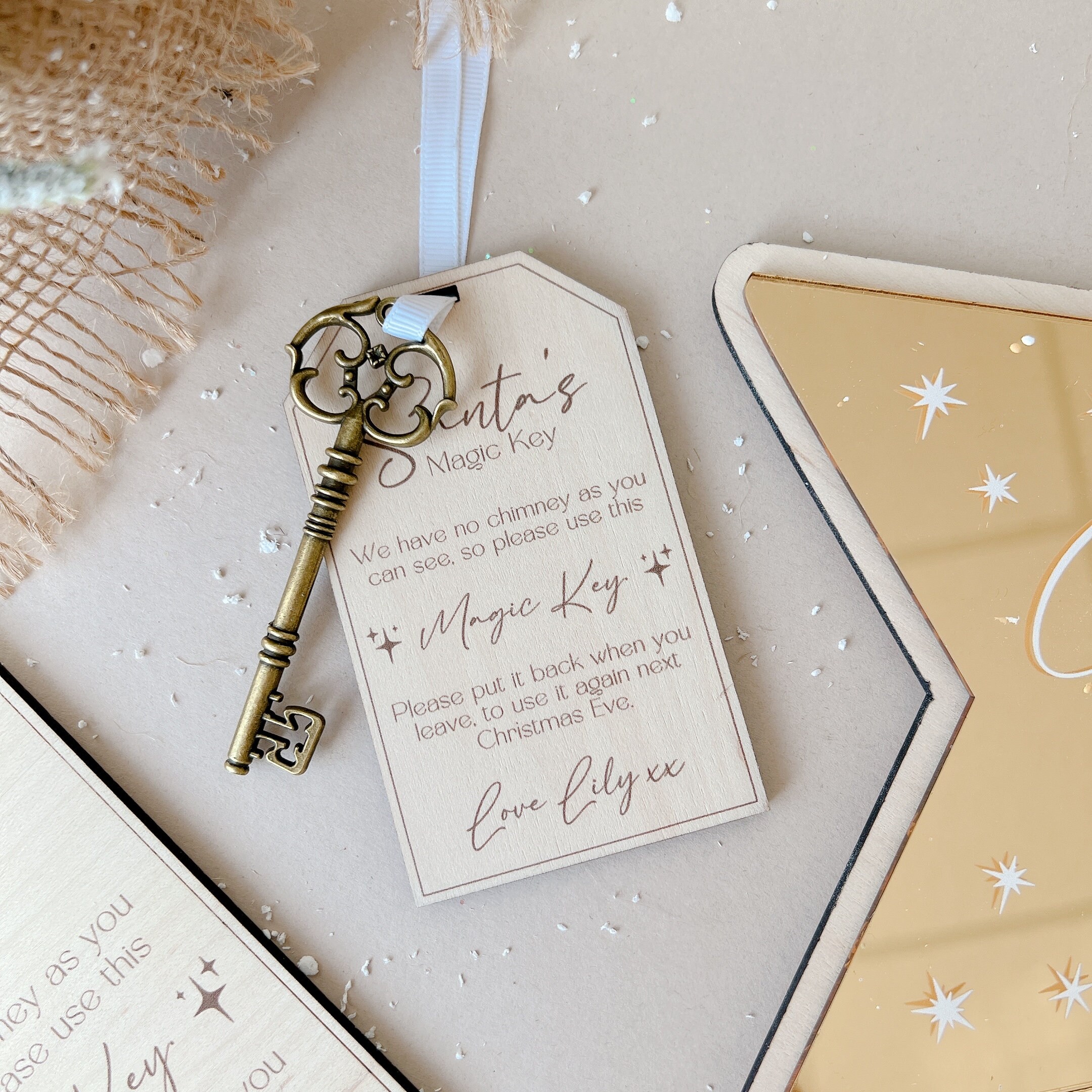 Santas Magic Key, Santa Key With Wooden Tag, Decorative Santa Key ...