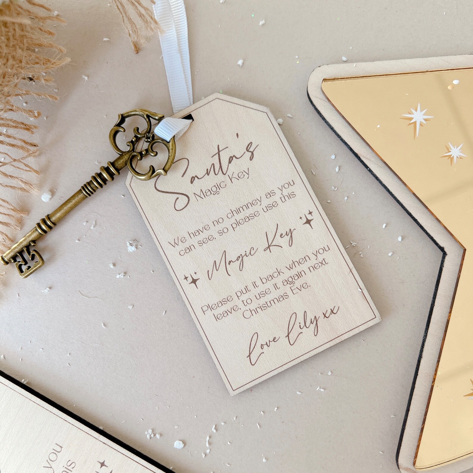Santas Magic Key, Santa Key With Wooden Tag, Decorative Santa Key ...