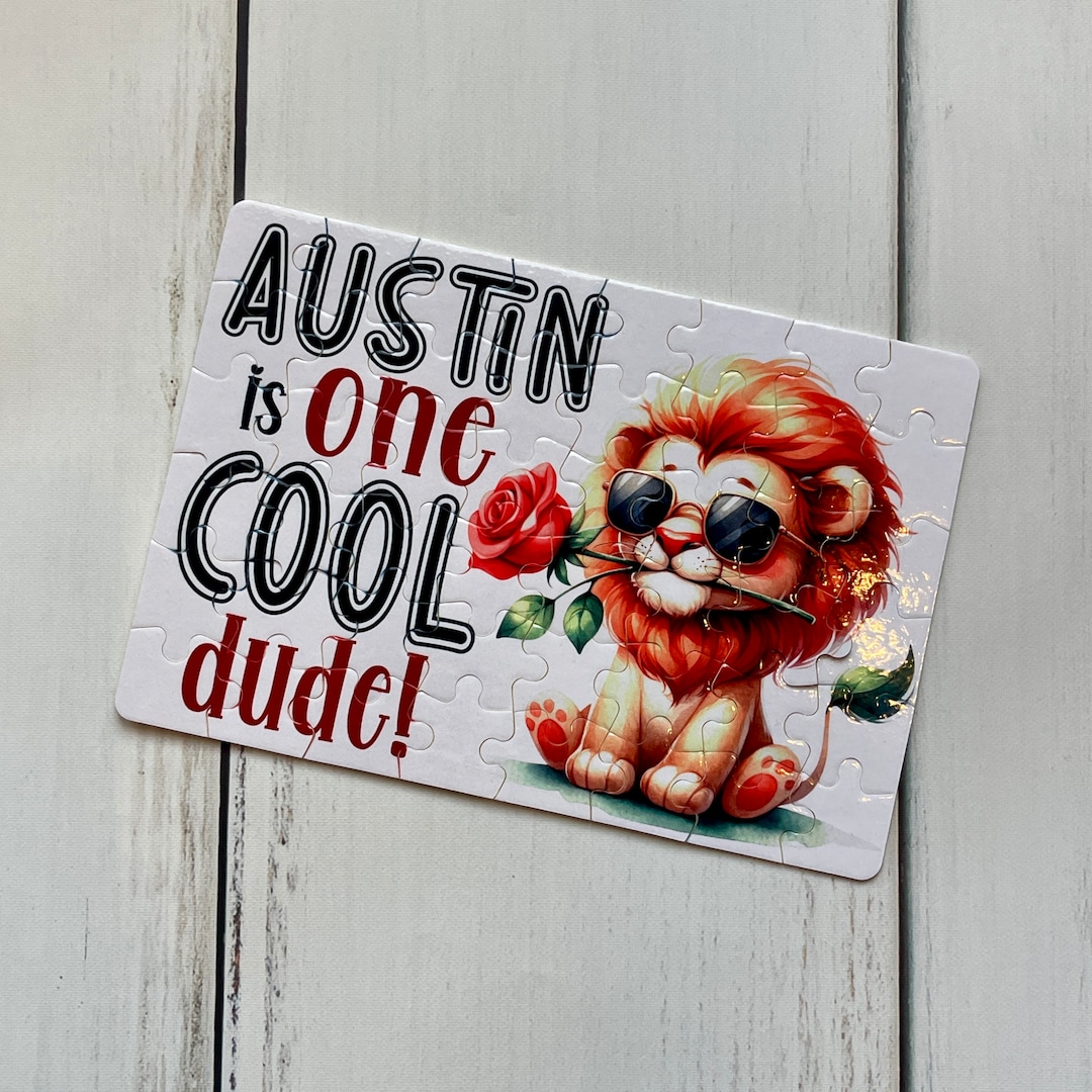 Personalized Cool Lion Valentines Day Children's Puzzle With Name for ...