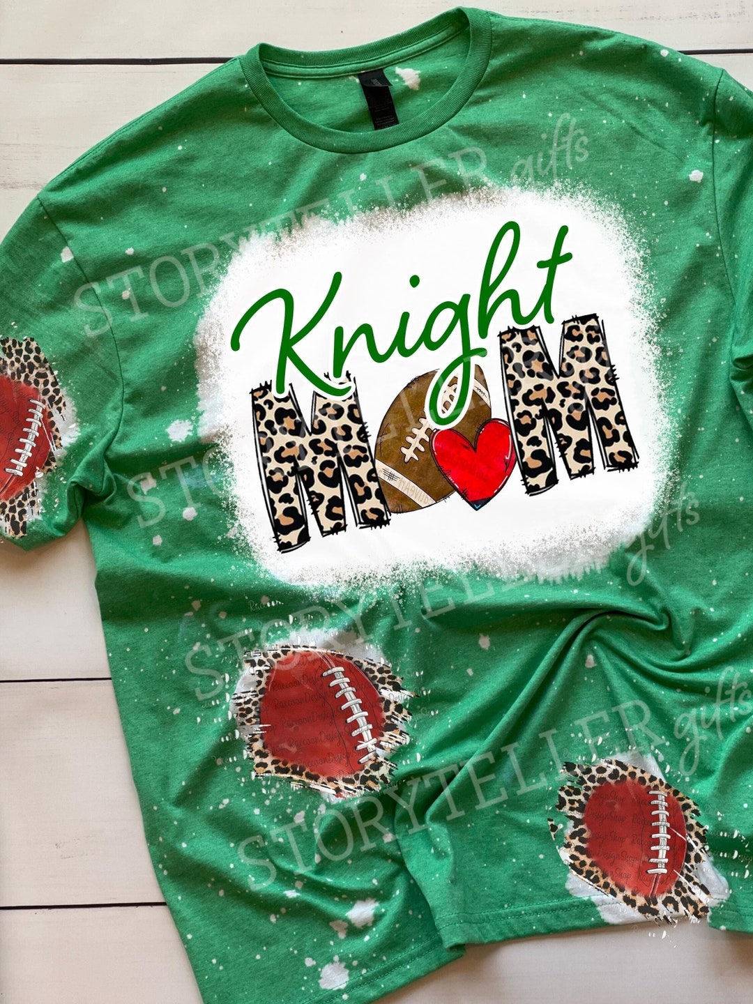 Bleached CUSTOM MASCOT Football Mom leopard Font Tshirt With Patches of ...