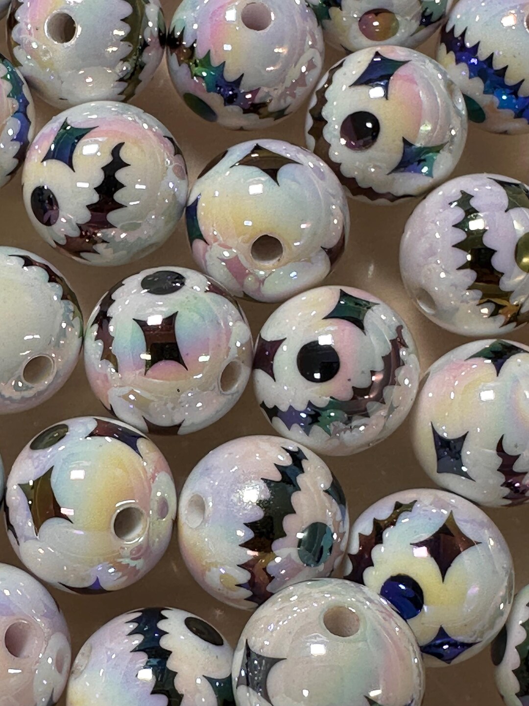 Halloween Scary Face Beads/ten (10) Acrylic Beads Included/ Jewelry ...