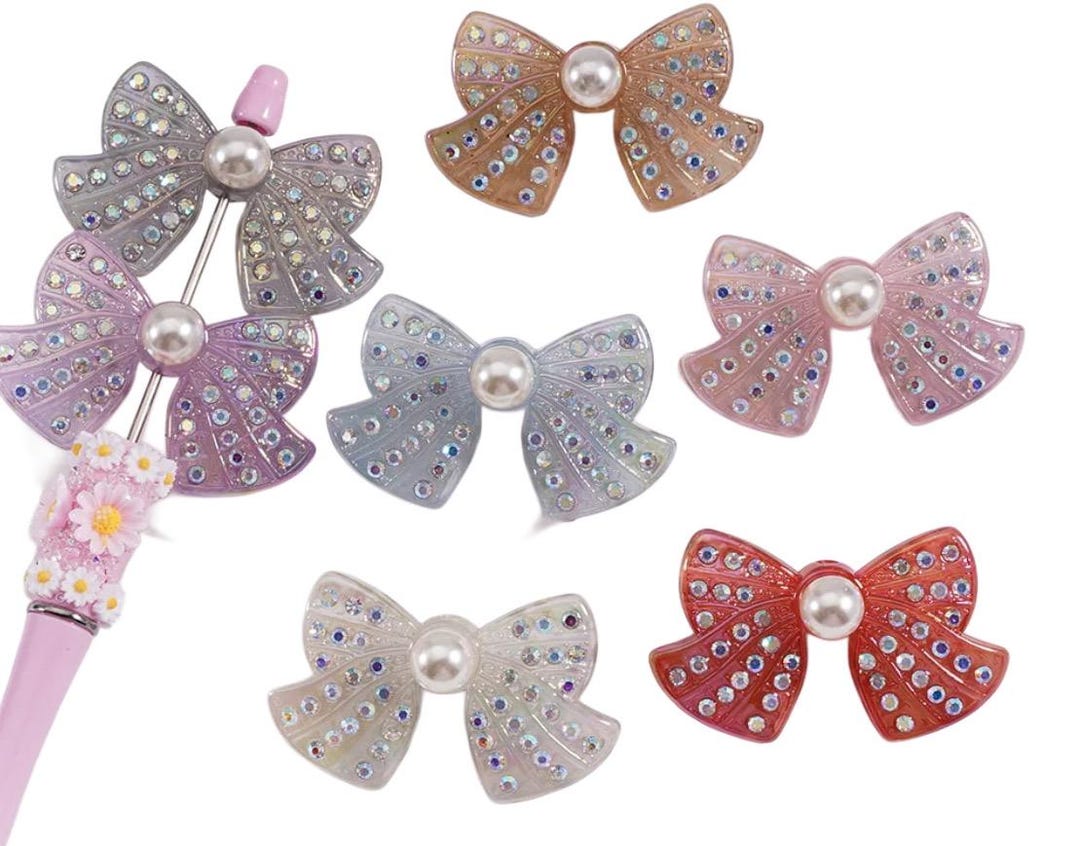 Large Fancy Bowknots With Rhinestones and Pearls/ Same on Both Sides ...