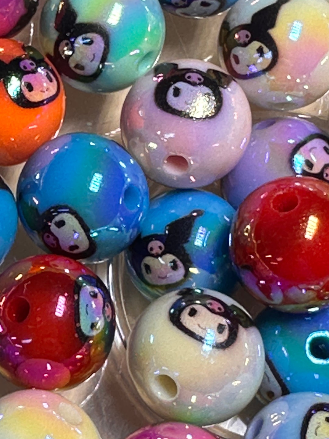 Ten 10 Colorful Acrylic Beads Included/ Beadable Pen/ Keychain Bead ...