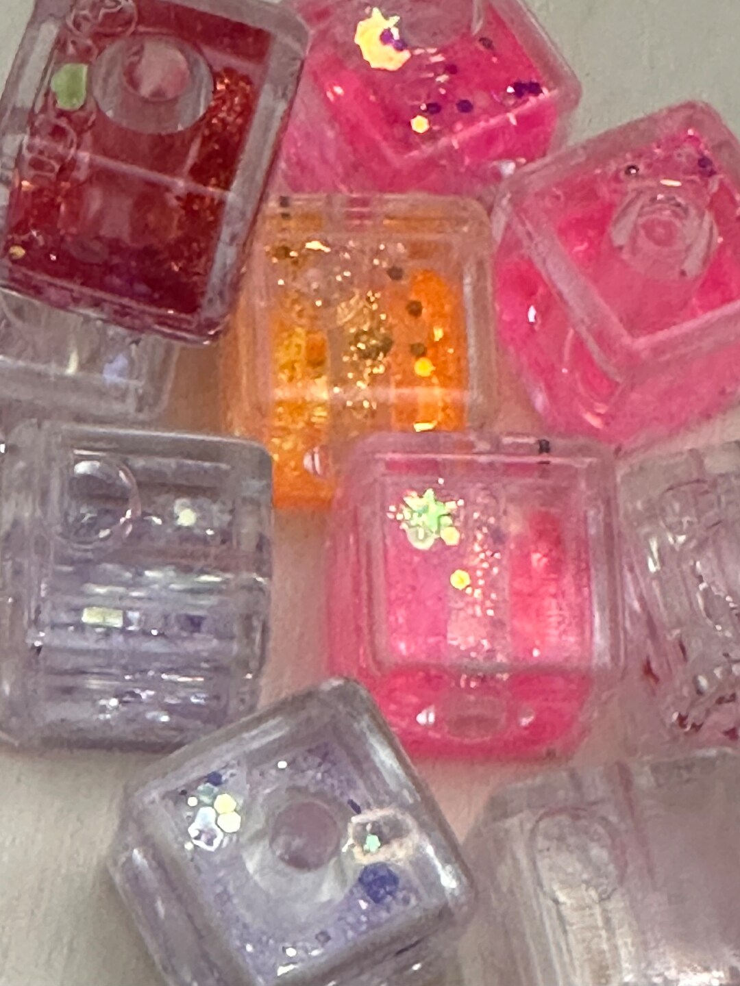 Five 5 Assorted Color Glitter Water Cube Shaped Beads Included/ Water ...