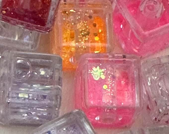 Five (5) Assorted Color Glitter Water Cube Shaped Included/ Shaker Bead ...