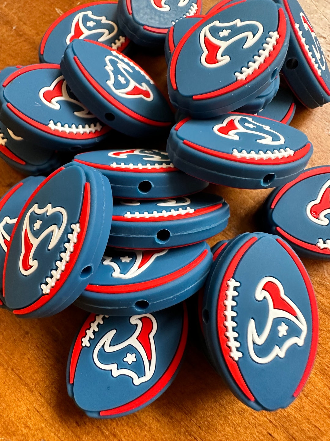 Houston Texans/ NFL / 2 Focal Bead/ Beadable Pen/ Silicone Bead ...