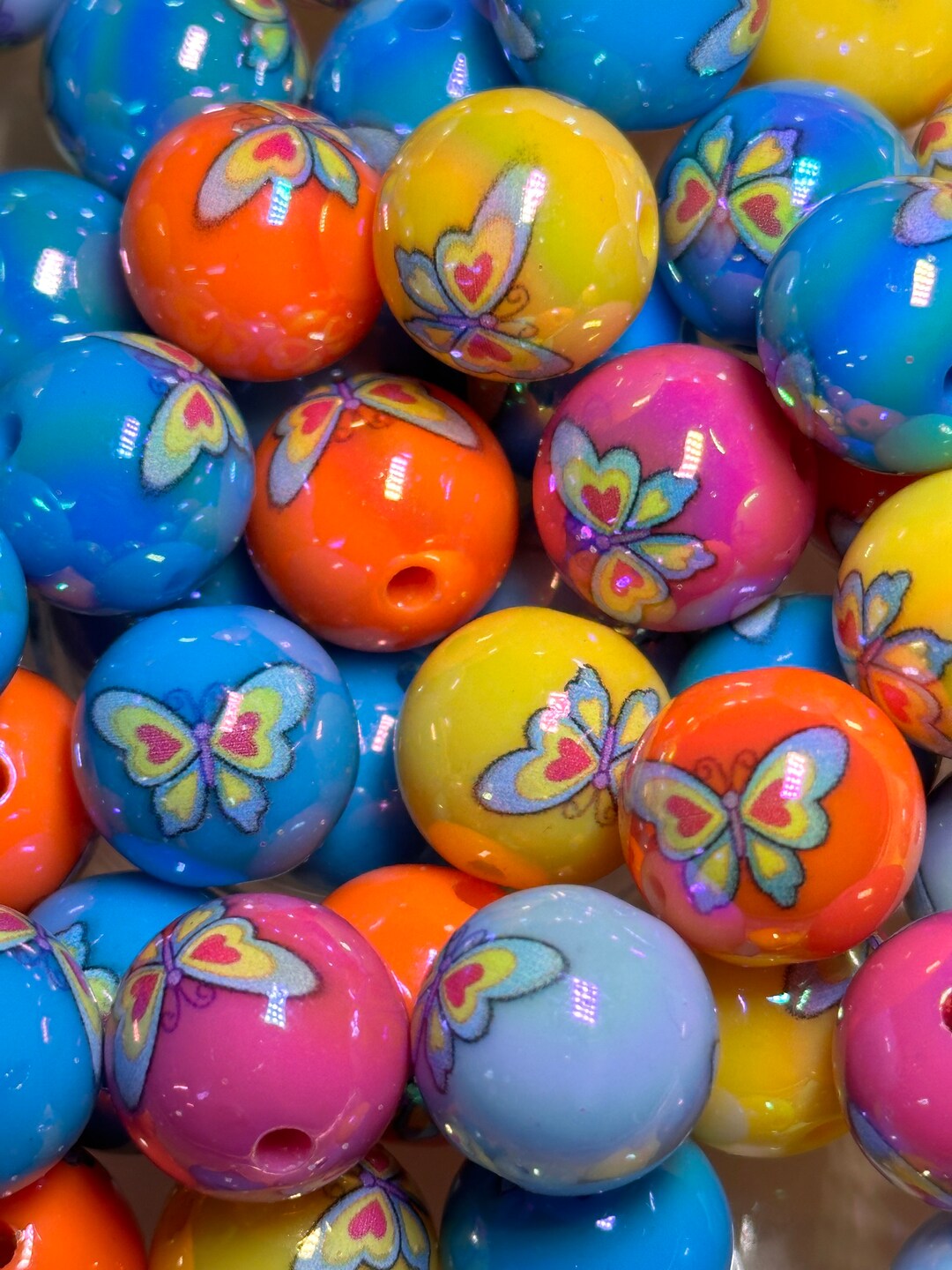 Ten (10) Colorful Butterfly Beads Included/jelly Bead/ Beadable Pen ...