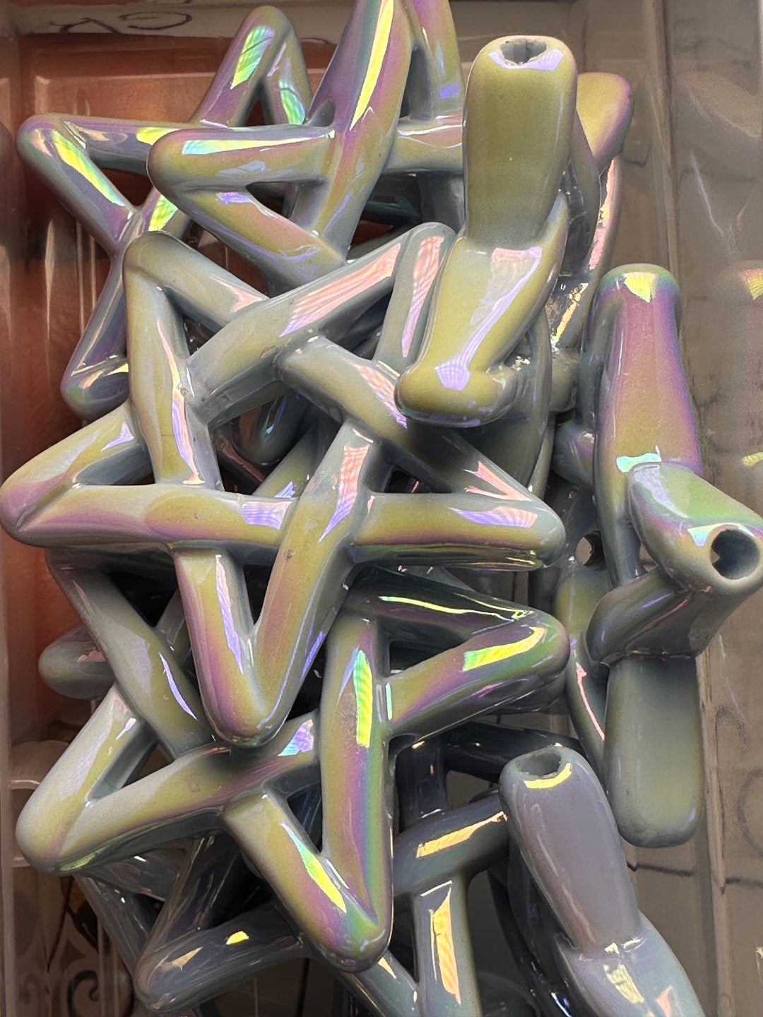 Star Shaped Baby Blue Shiny Finish Beads Included/pen Bead/ Beadable ...