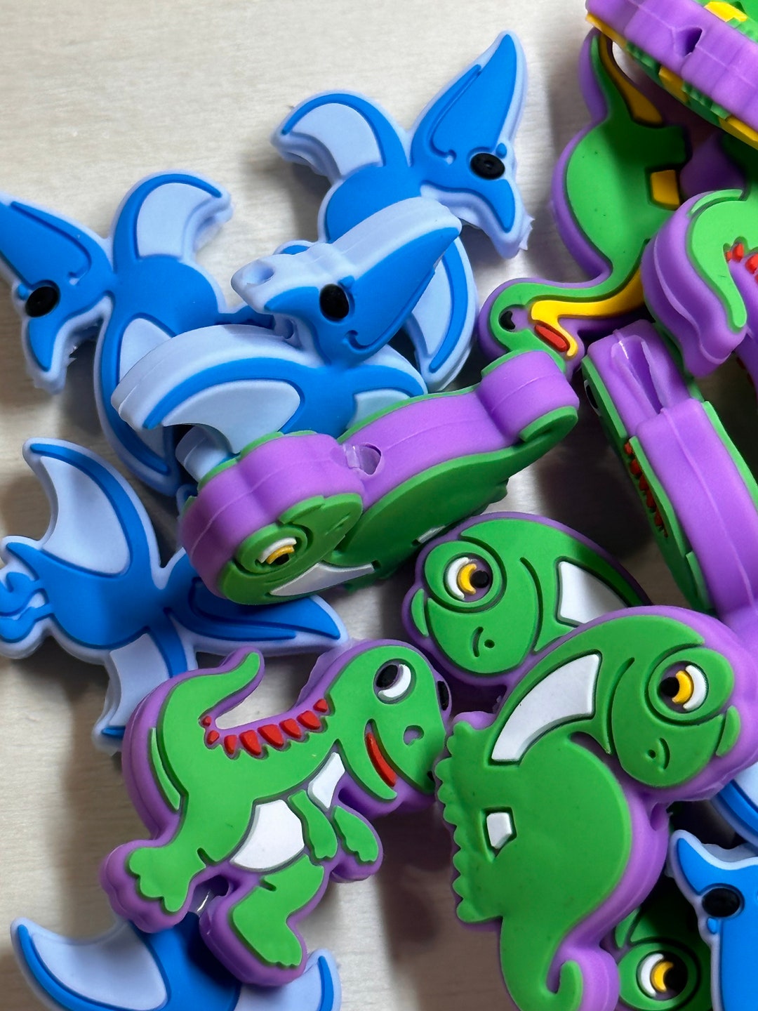 Dinosaurs/ Focal Bead/ Beadable Pen/ Silicone Bead/ Keychain Bead/ Two ...