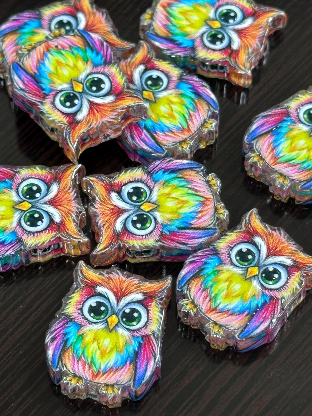 Colorful Owl Acrylic Beads for Beadable Pens/ Keychain Bead/-set of 2 ...