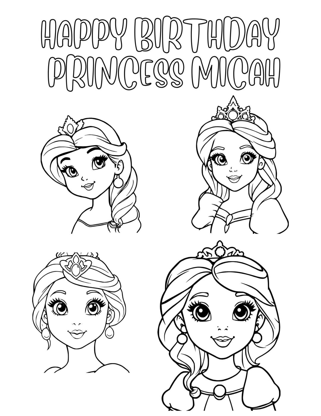 Editable Princess Birthday Coloring Pages, Princess Printable Coloring ...