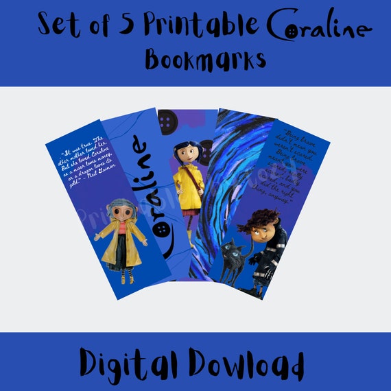 Set Of 5 Printable Coraline Bookmarks Digital Etsy