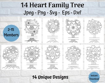 15 Member Family Tree Svg - Etsy UK