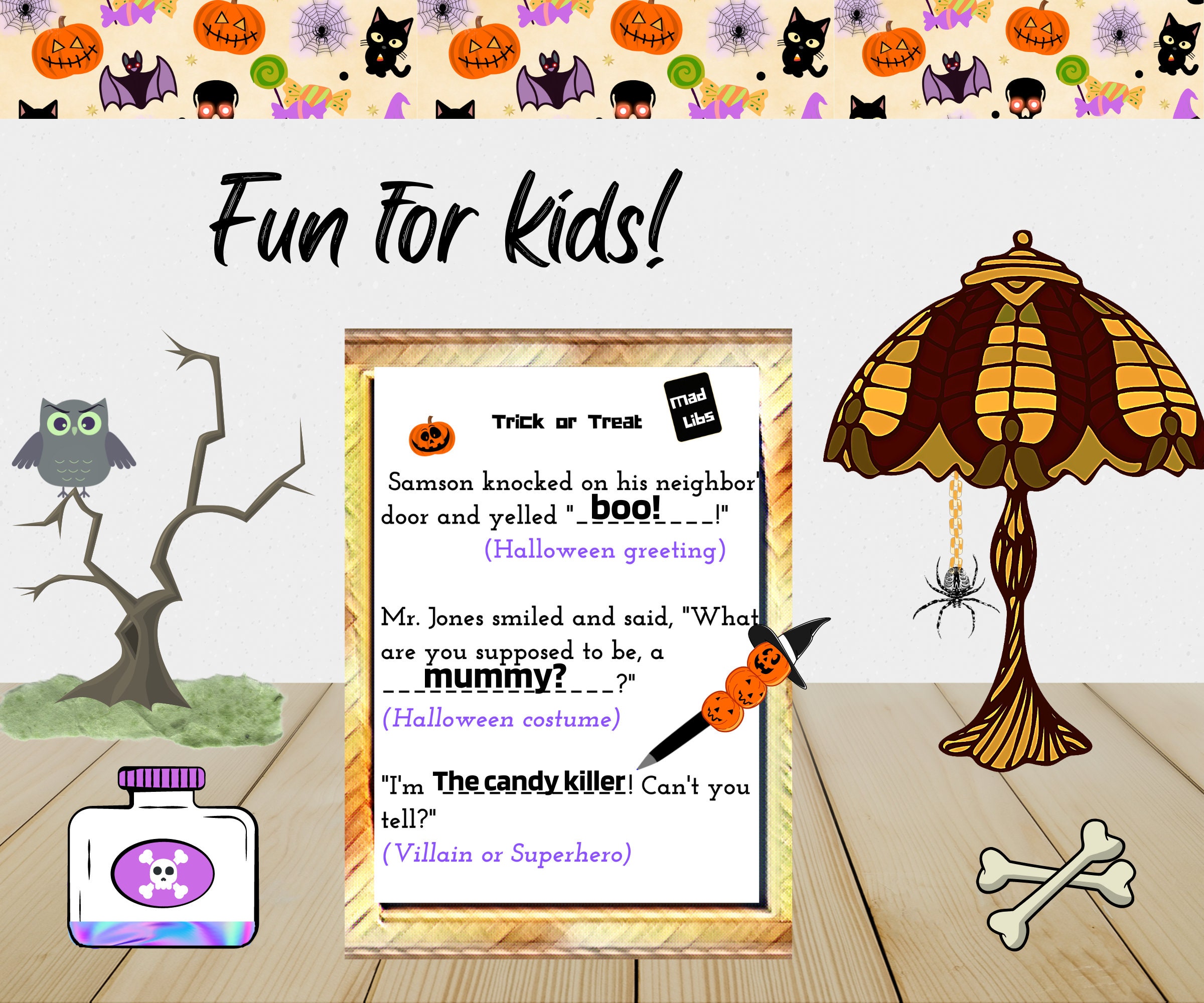 Trick or Treat Mad Libs Printable, Halloween Party Game for Kids ...