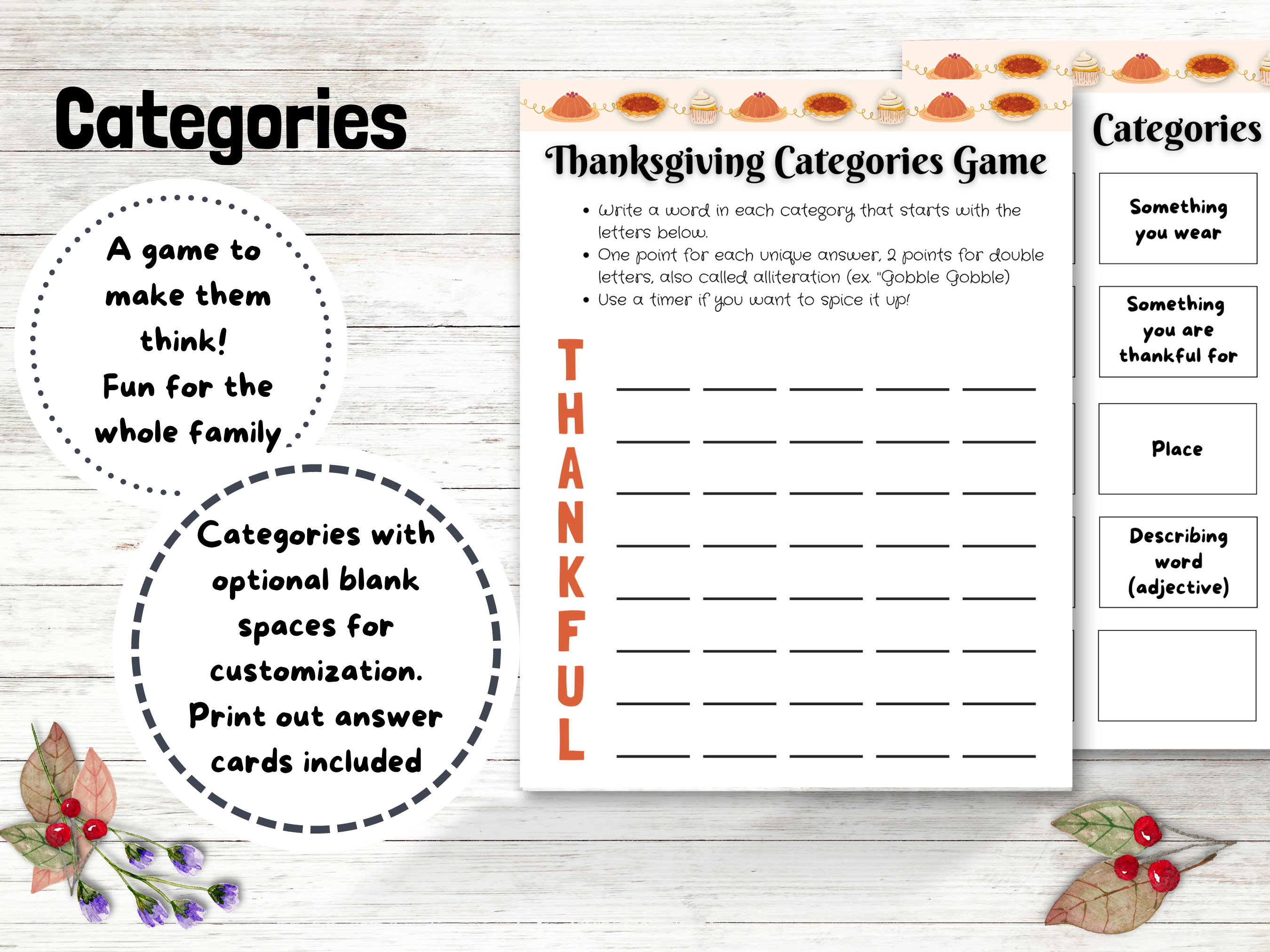 Thanksgiving Printable Game Bundle, Digital Games, Printable Games ...