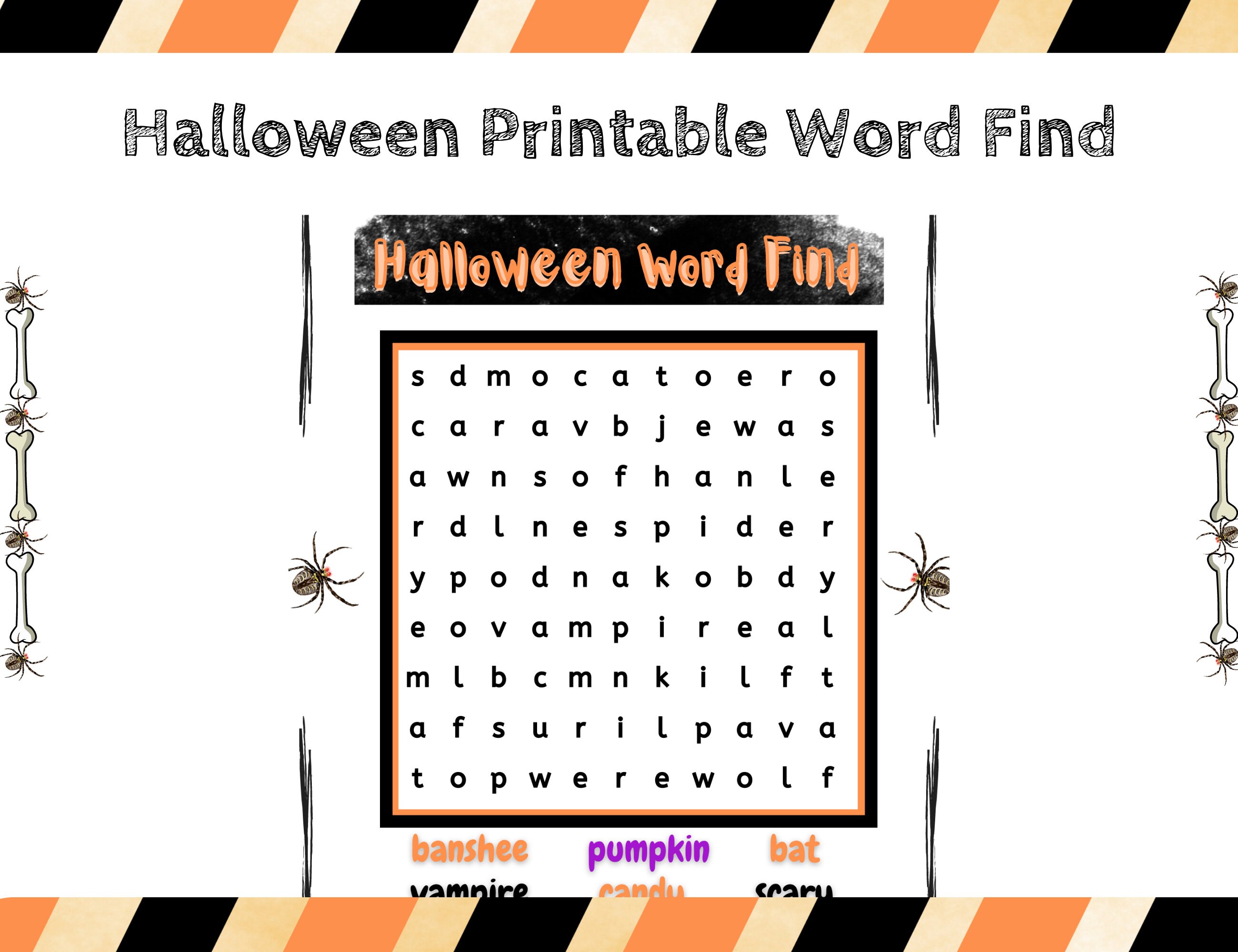 Halloween Word Find Printable, Printable Halloween Kids Game, Halloween ...