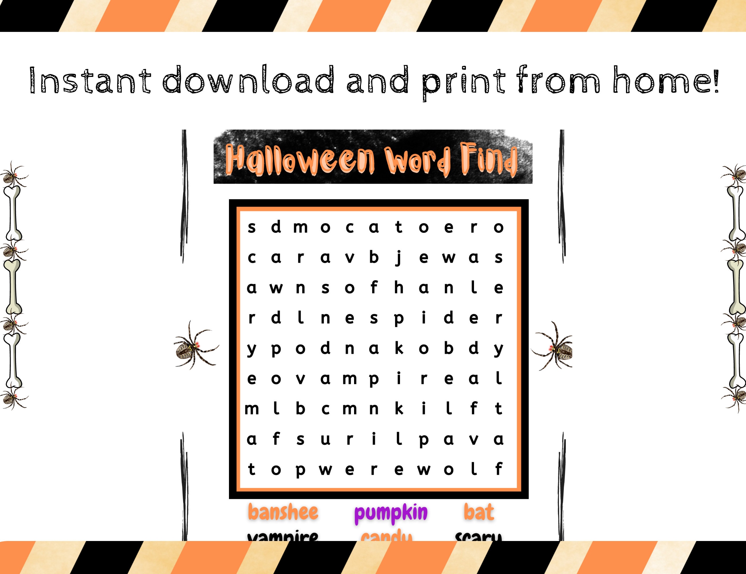 Halloween Word Find Printable, Printable Halloween Kids Game, Halloween ...