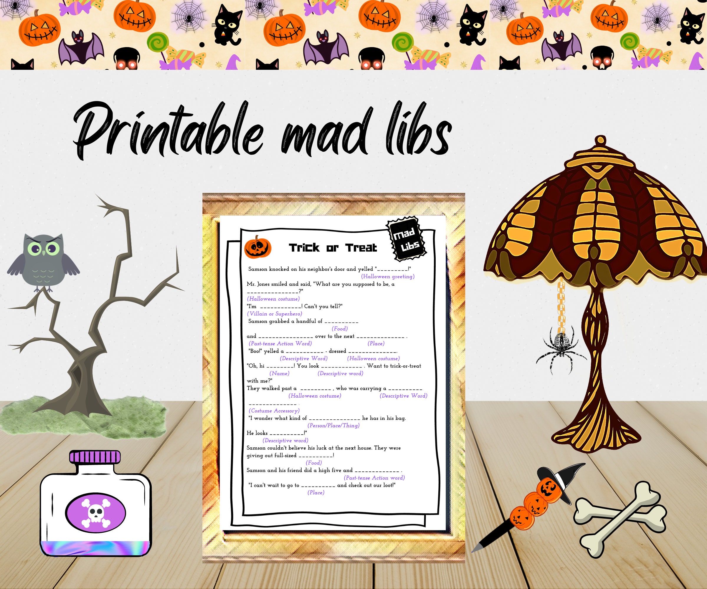 Trick or Treat Mad Libs Printable, Halloween Party Game for Kids ...