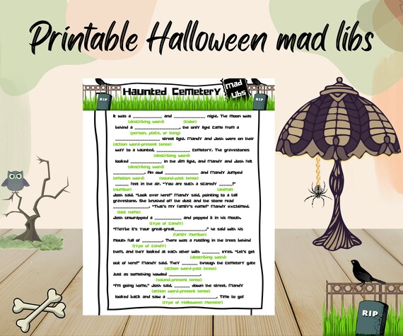 Mad Libs Printable Halloween Kids Game Halloween Party Game - Etsy