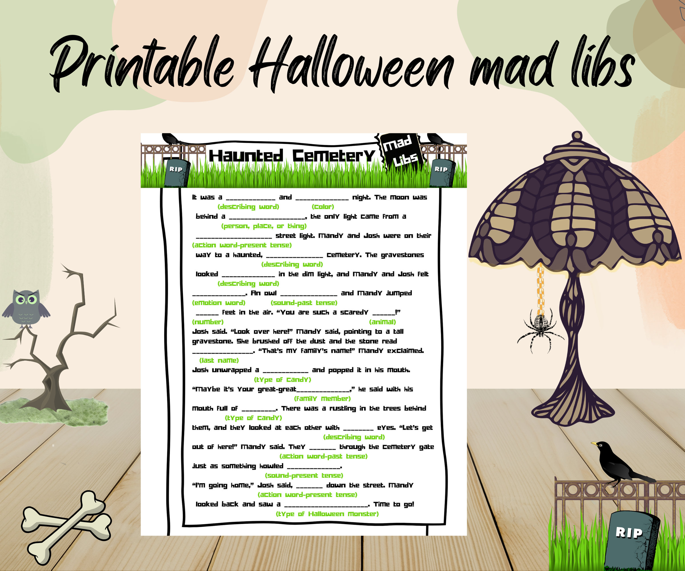 Mad Libs Printable Halloween Kids Game, Halloween Party Game, Silly ...
