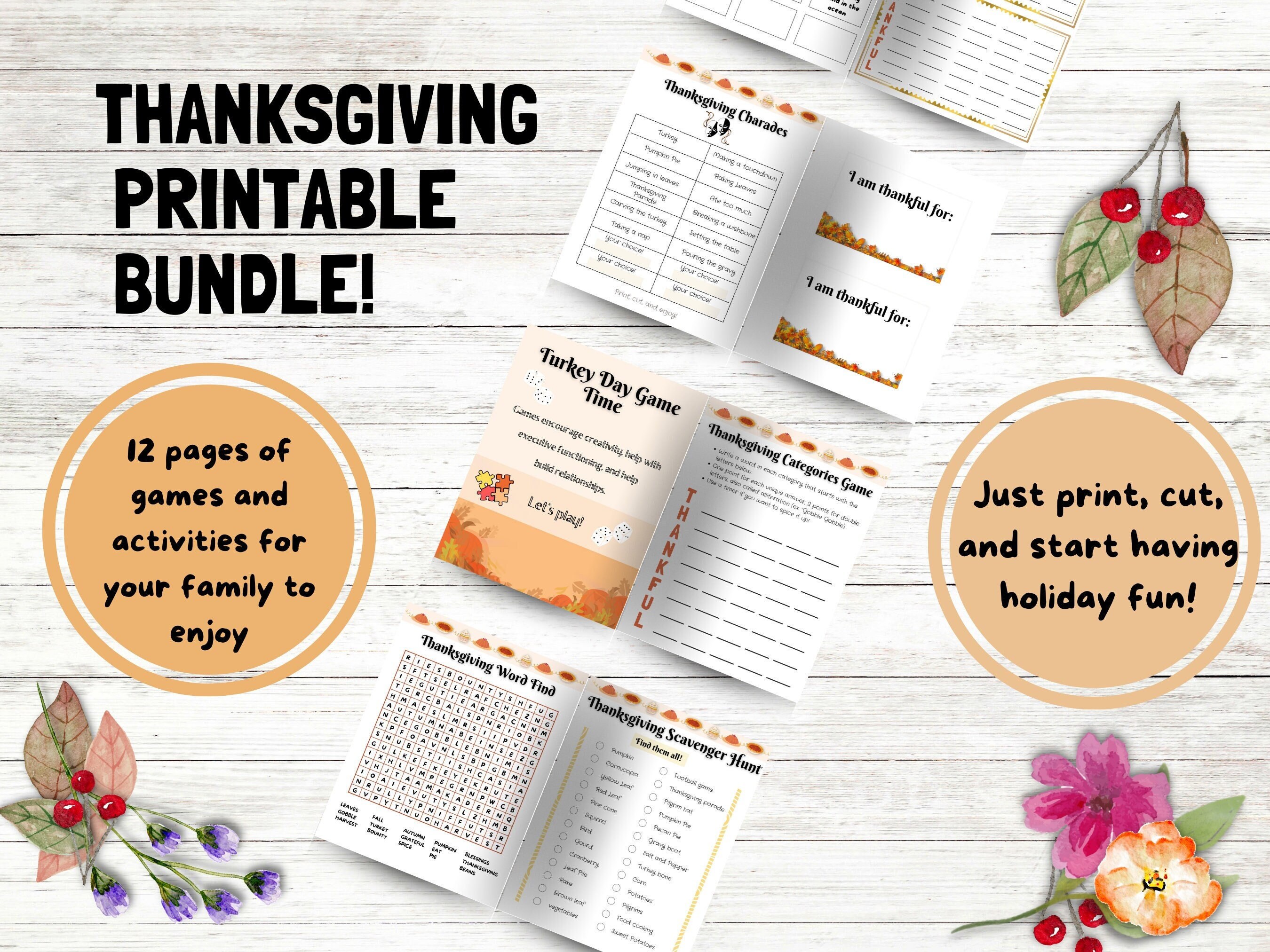 Thanksgiving Printable Game Bundle, Digital Games, Printable Games ...