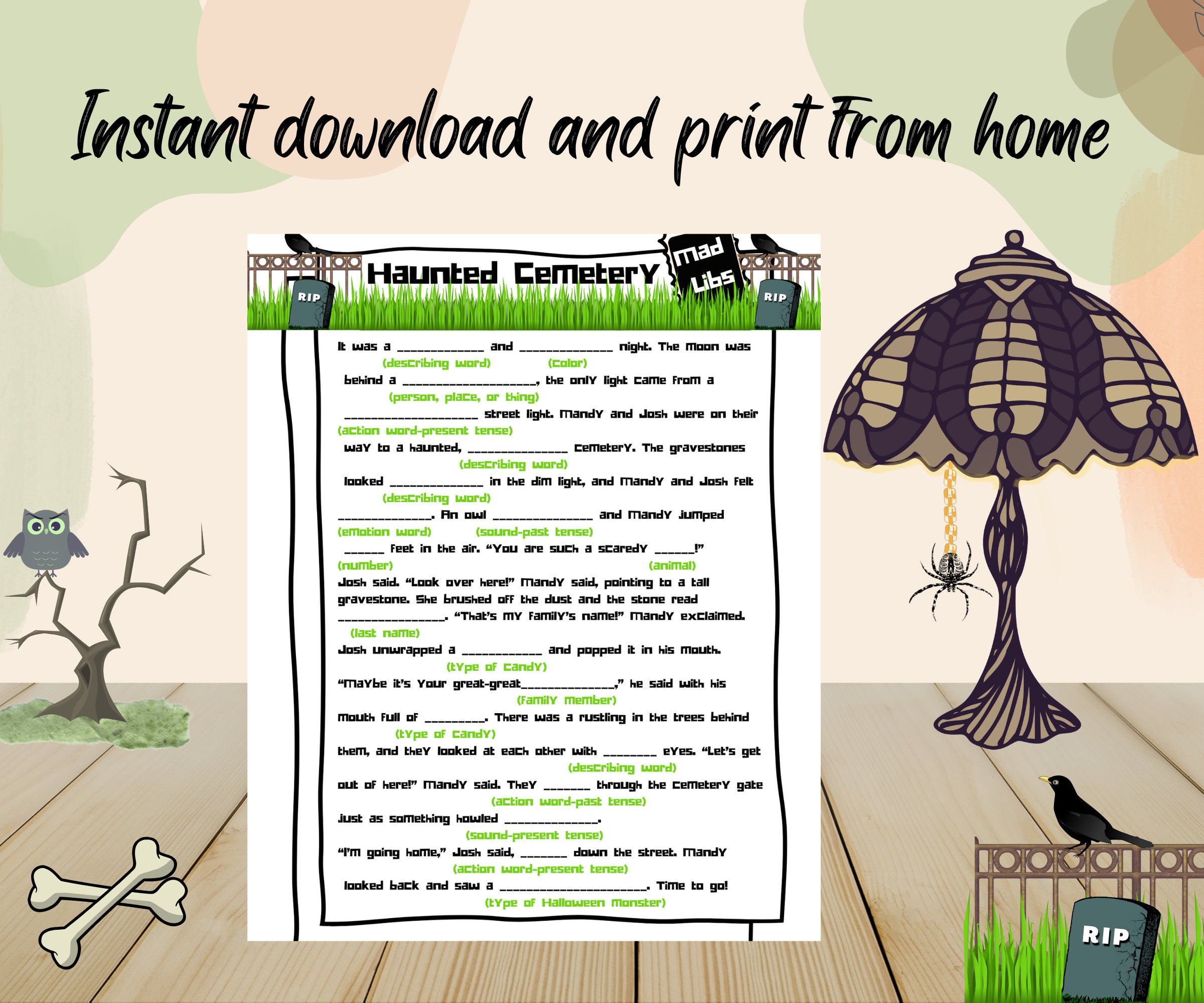 Mad Libs Printable Halloween Kids Game, Halloween Party Game, Silly ...