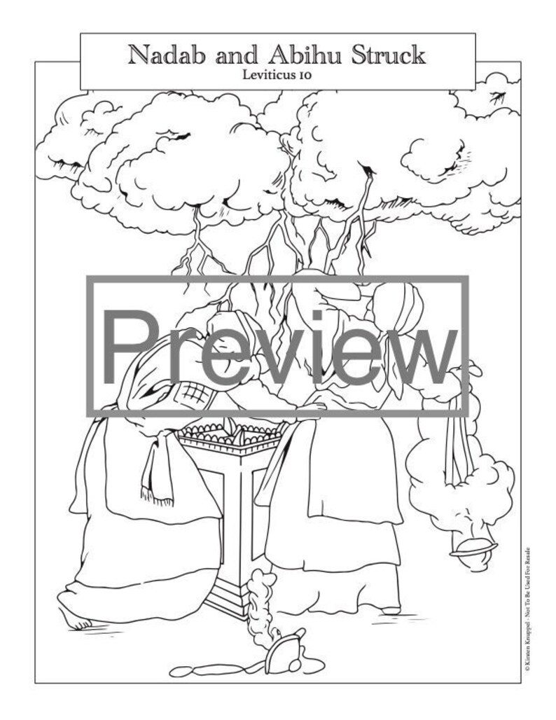 Coloring Pages Nadab Wilderness Tabernacle Abihu Bible Moses Crafts ...