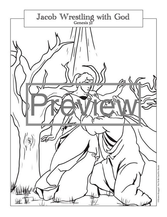 Bible Coloring Pages Jacob Wrestling With God - Etsy