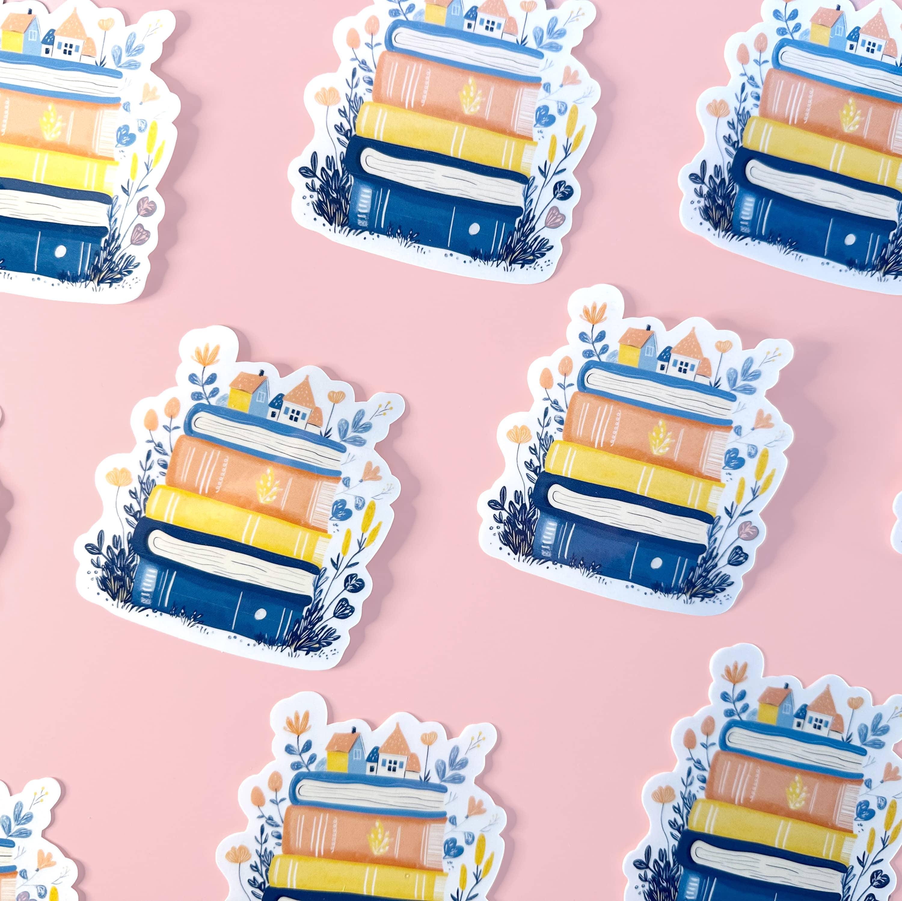 Books & Flowers Sticker | Cute Vinyl Sticker for Book Lovers, Kindle ...