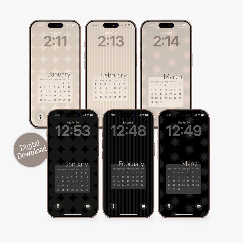 2026 Calendar Phone Wallpaper, Geometric Neutral (digital Download) - Etsy