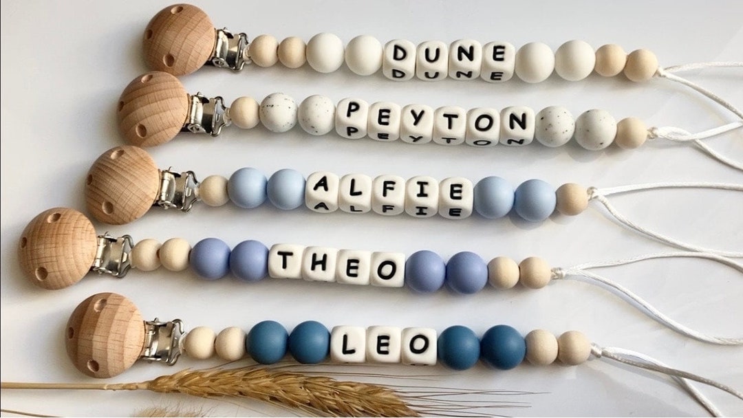Personalised Silicone Dummy Clip Boy Dummy Chain Soother Chain New Baby ...