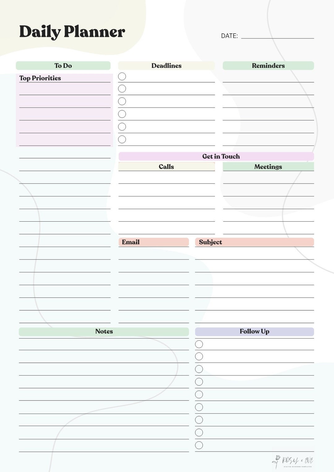Executive Daily Planner, Fillable Pdf, Reusable, Printable - Etsy