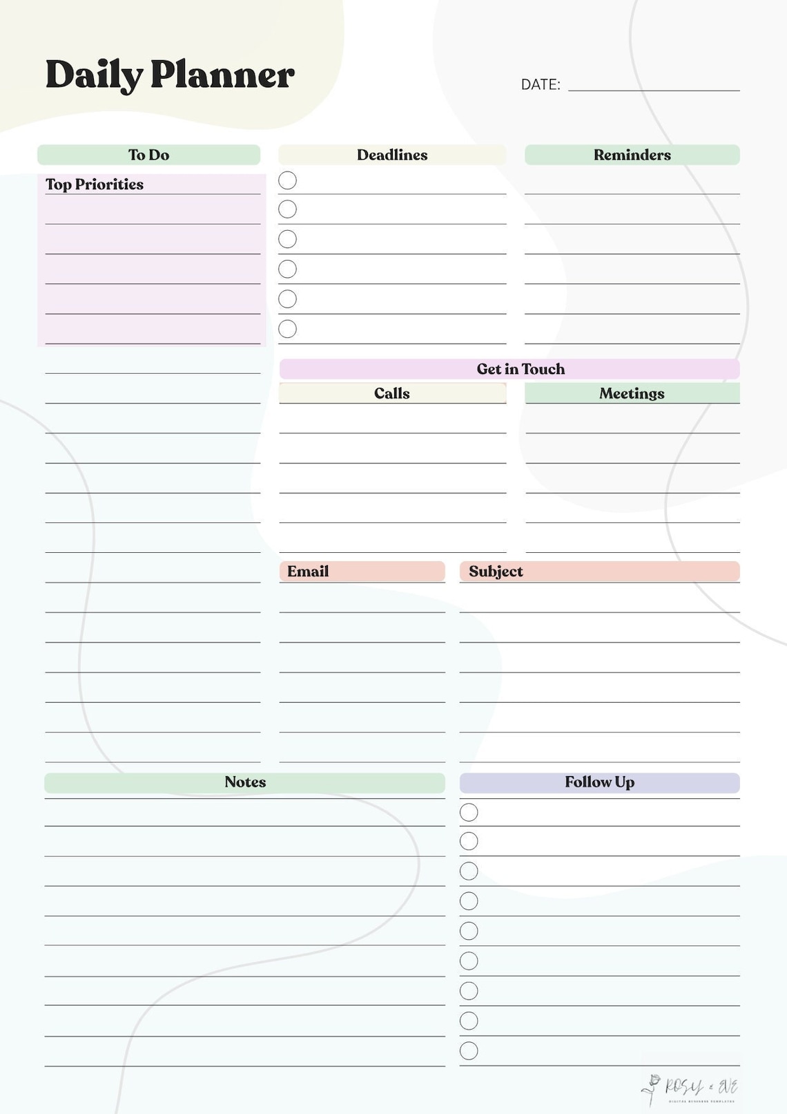 Executive Daily Planner, Fillable Pdf, Reusable, Printable - Etsy