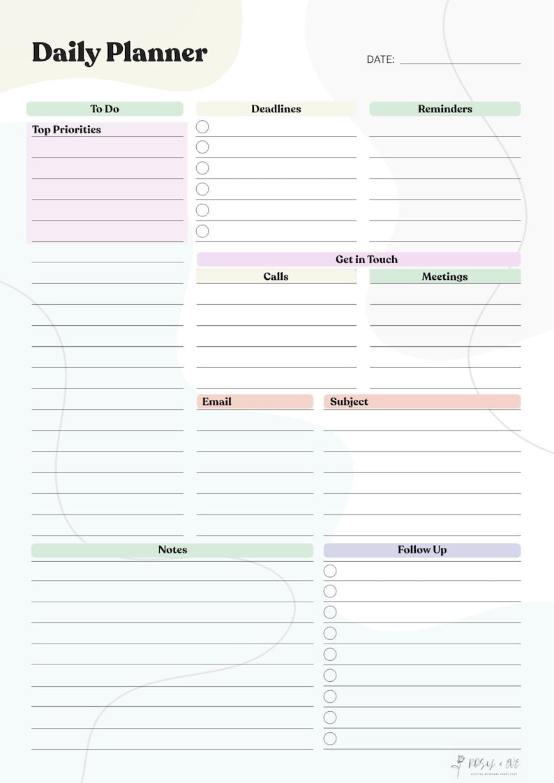 Executive Daily Planner, Fillable Pdf, Reusable, Printable - Etsy