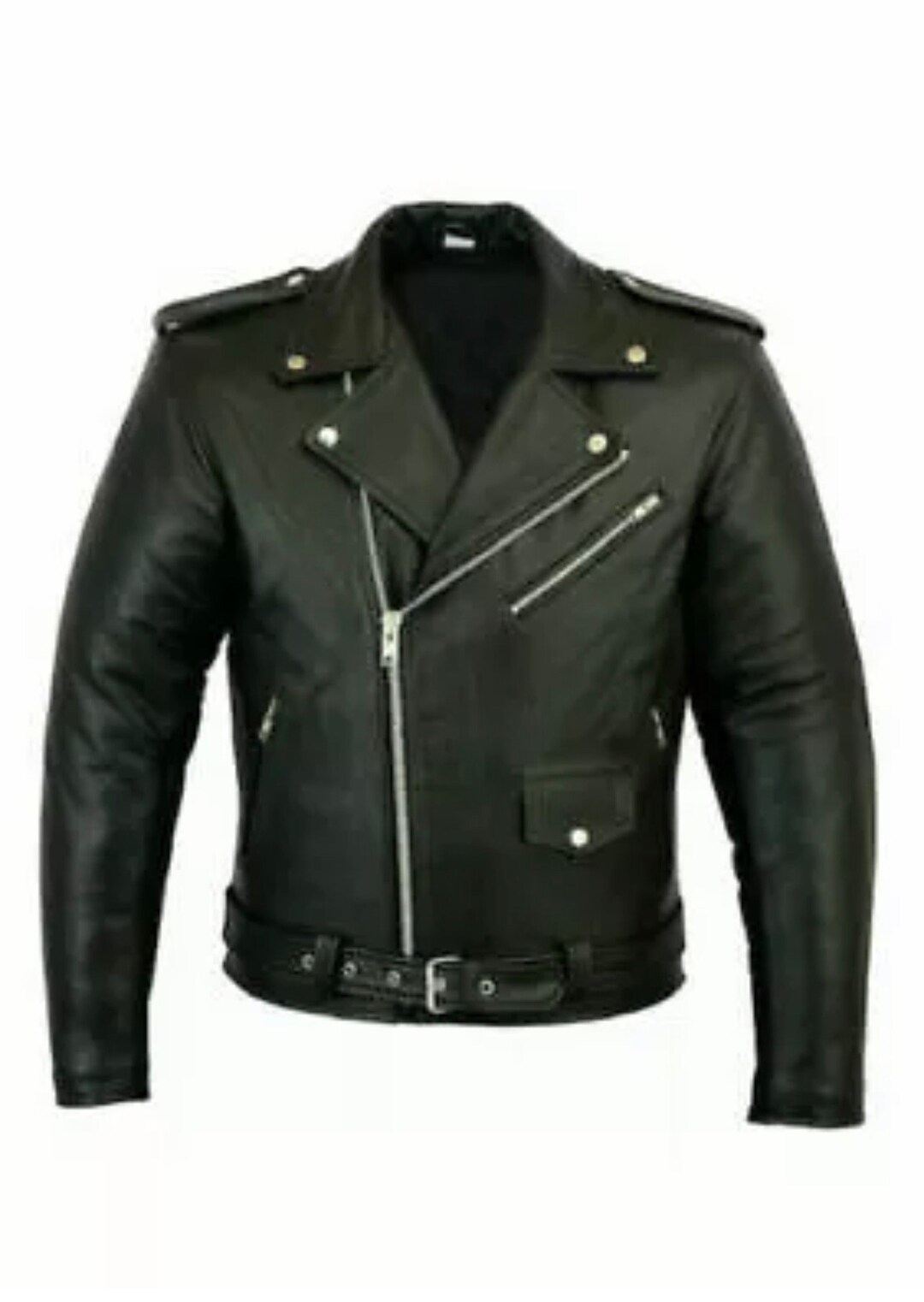 Perfecto Marlon Brando Men’s Leather Jacket Motorcycle Black Biker ...