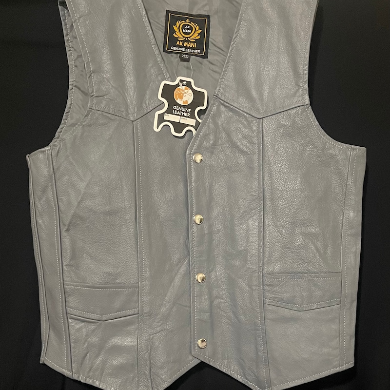Leather Gray Vest - Etsy