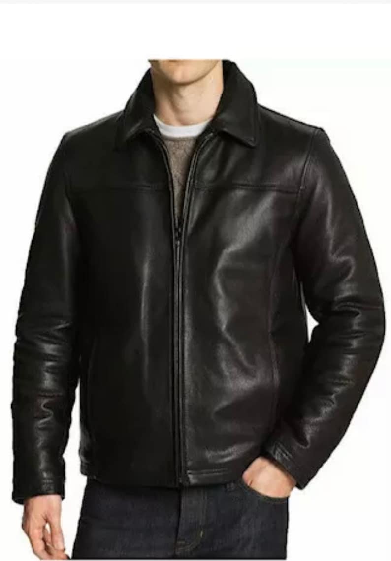 Leather Jacket for Men, Mens Genuine Leather Jacket Coat Winter Bomber ...