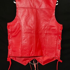 Leather Vests Mens Red Original COW LEATHER Vest Chain Concho ...