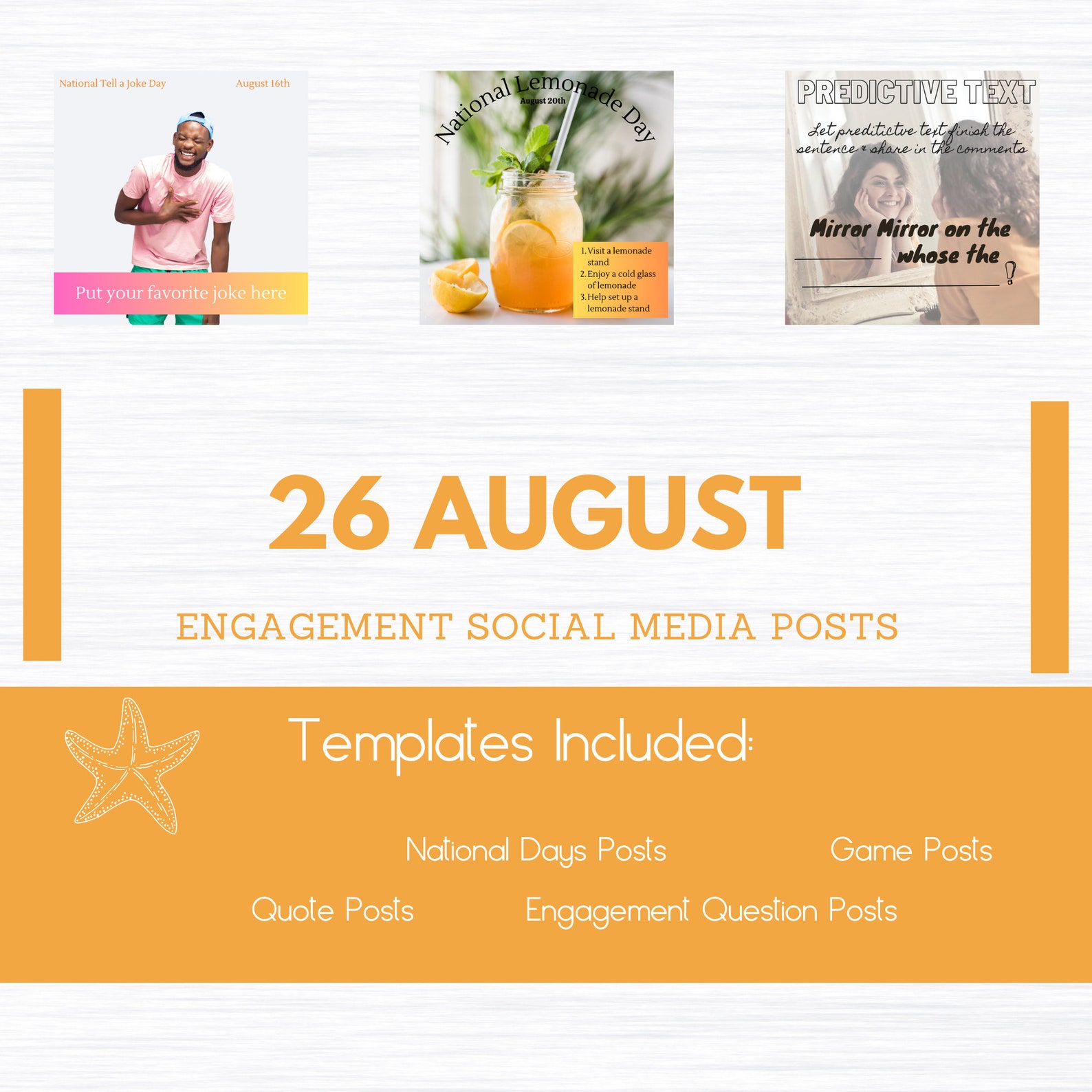 26 August Social Media Graphics | Engagement Graphics, Canva Template ...