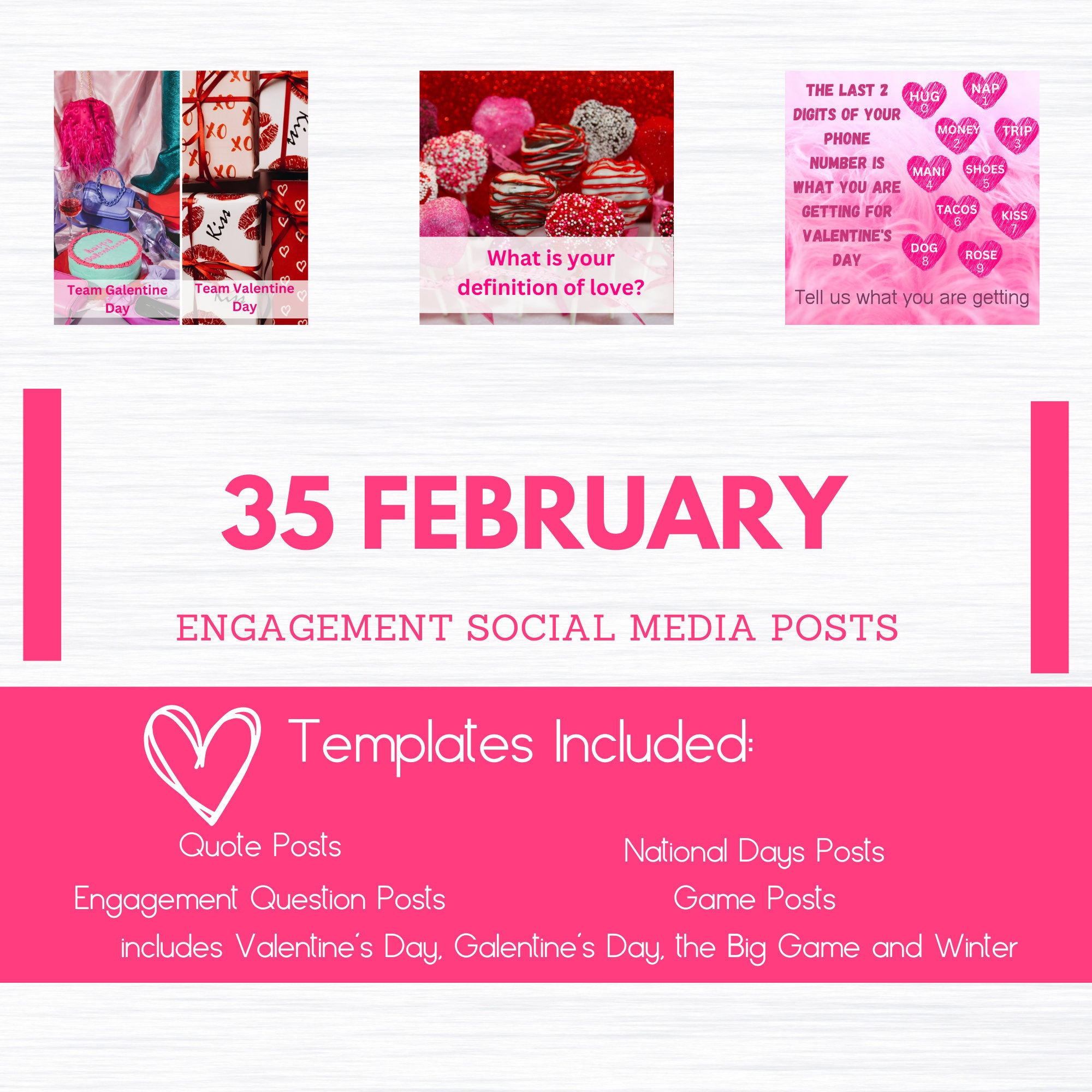 35 February Social Media Engagement Graphics, Valentine's and Galentine ...