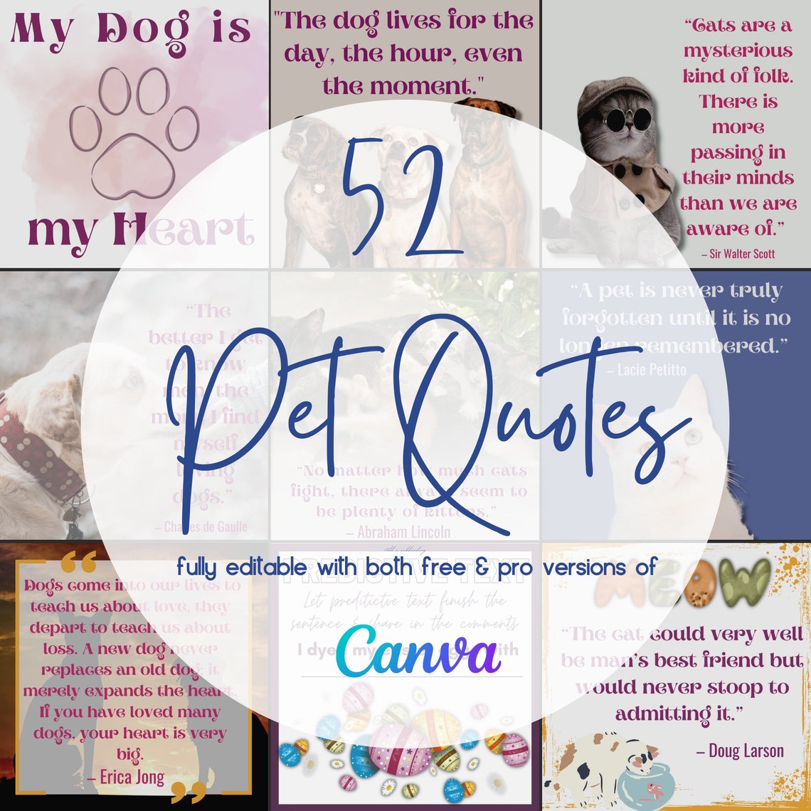 52 Pet Quotes | Dog and Cat | Instagram Post | Pet Business Social ...