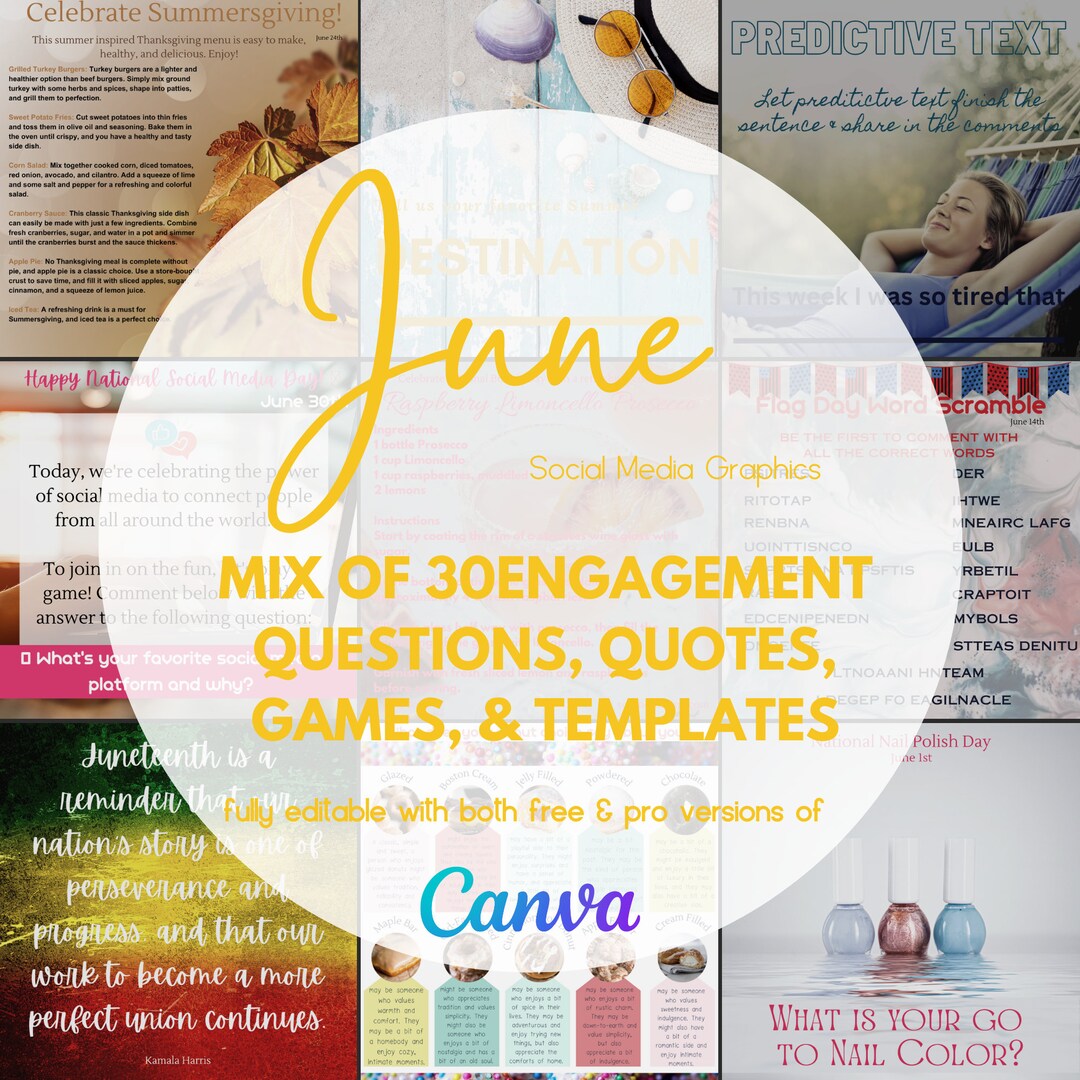 30 June Social Media Graphics | Engagement Graphics, Canva Template ...